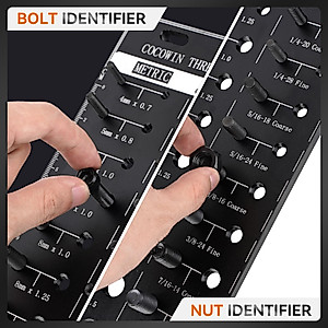 34 Nut and Bolt Thread Checker, Bolt Size and Thread Gauge Standard and Metric with 19 Standard & 15 Metric Bolt Identifying from #6 to 3/4" & 4mm to 16mm