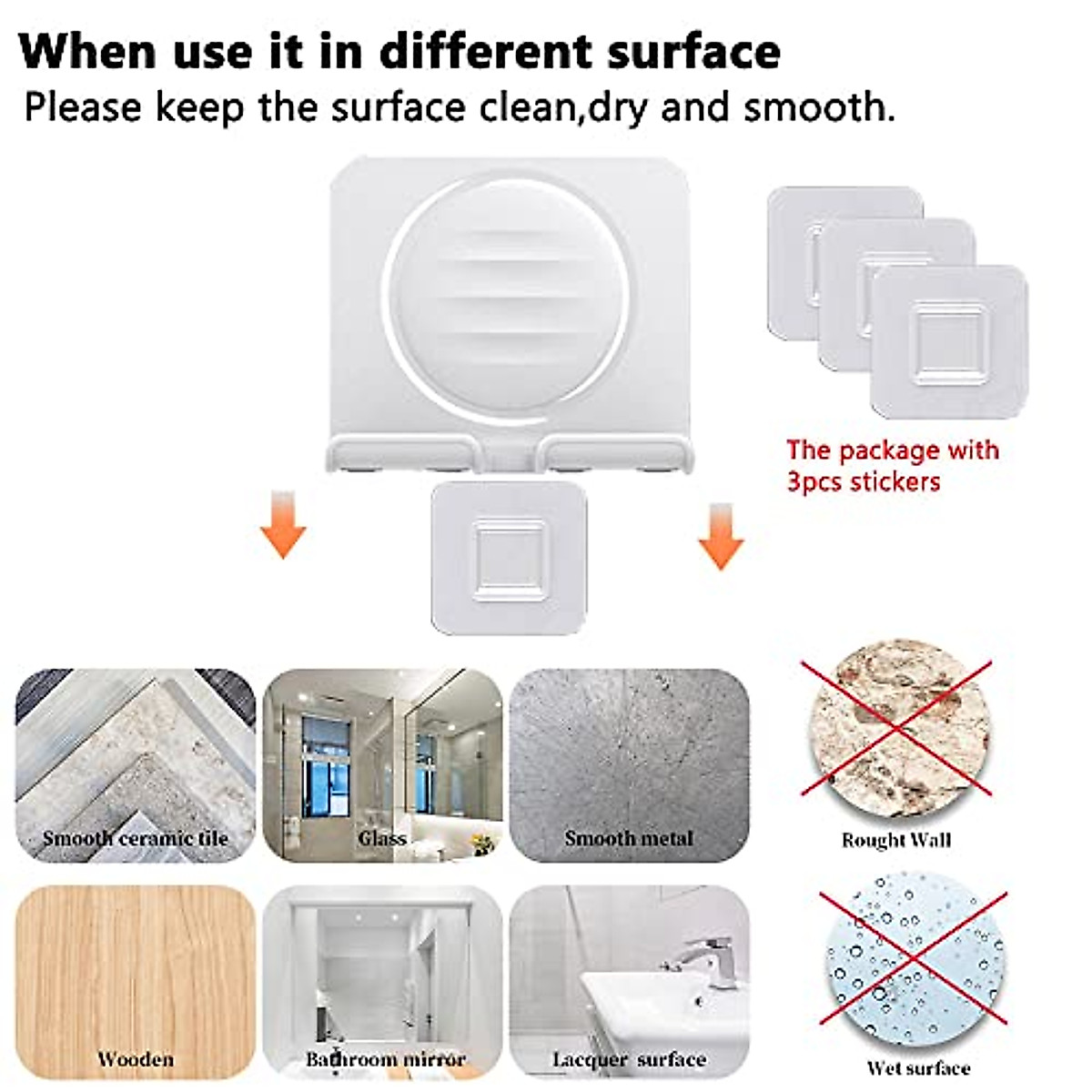 Upgraded Shower Phone Holder Tablet Wall Mount Phone Holder Removable,Self-Adhesive Mobile Cell Phone iPad Holder for Bed Bathroom Kitchen, Compatible with iPad iPhone Samsung Galaxy Tablet Switch