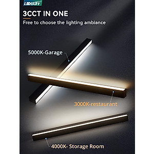 LEDIARY 3CCT LED Linear Light with Remote Control, 4FT LED Shop Light, Dimmable 40W 2400LM Hanging Light for Garage Office Workshop, Pack of 4