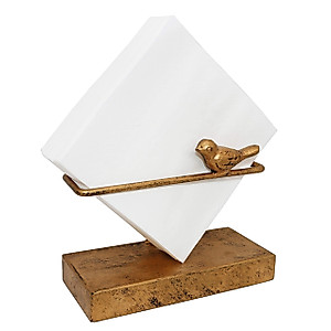Freestanding Classic Cocktail Napkin Holder with Cast Iron Bird Design, Tabletop Tissue Dispenser, Bronze