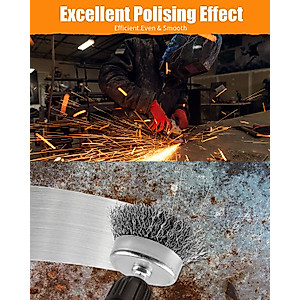 WENHUALI 5 Pcs Drill Wire Brush Set, Heavy Duty Wire Brush Wheel for Drill, 1/4'' Hex Shank Wire Brush Drill Attachments Coarse Carbon Steel Crimped, Great for Cleaning Rust, Paint, Abrasive