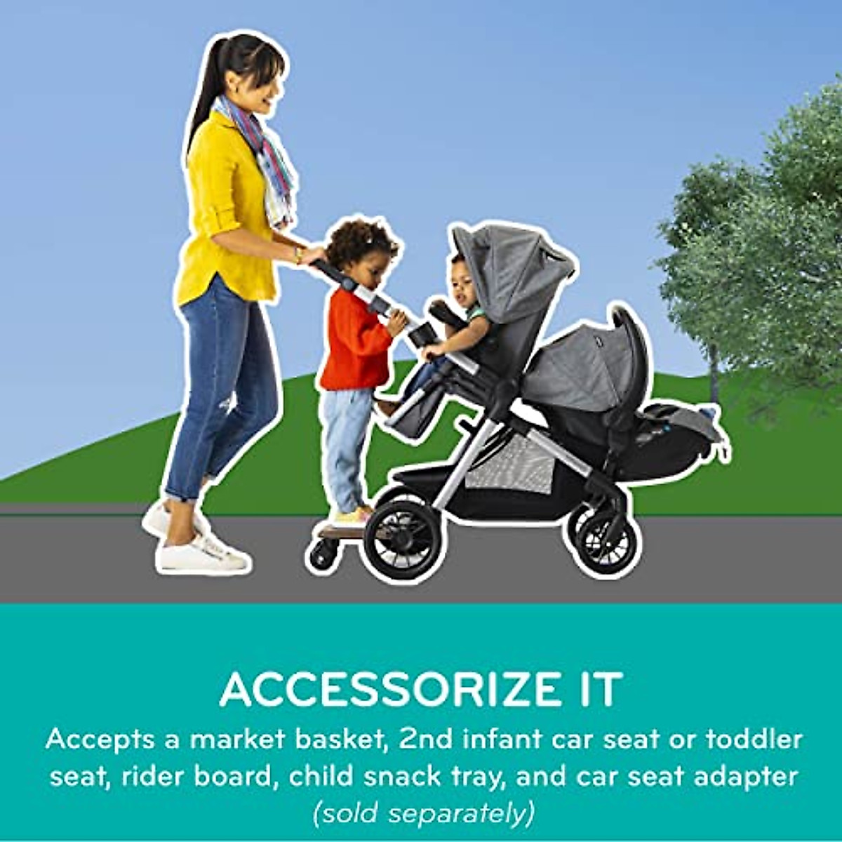 Evenflo Pivot Xpand Modular Stroller, Baby Stroller, 4 Modes, Durable Construction, Extra-Large Storage Basket, Compact Folding Design, 55-lb Capacity, Stallion Black-1 Count (Pack of 1)