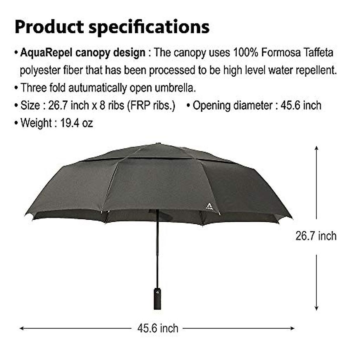 Portobello Large Travel Umbrella Folds Into Portable Travel Size - 54 Inch Double Vented Canopy Big Enough To Fit In 2 Adults - Auto Open Close (Green)