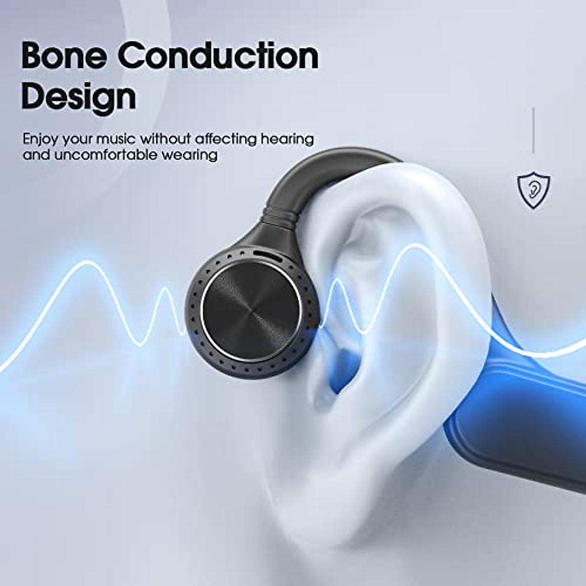 Bluetooth Bone Conduction Sport Headphones, Open-Ear Wireless Running Headphones w/Stereo Sound,Bluetooth 5.0 Earbuds Hearing Protection Earphone w/IPX5 Waterproof/9Hrs Playtime/ Microphone for Call