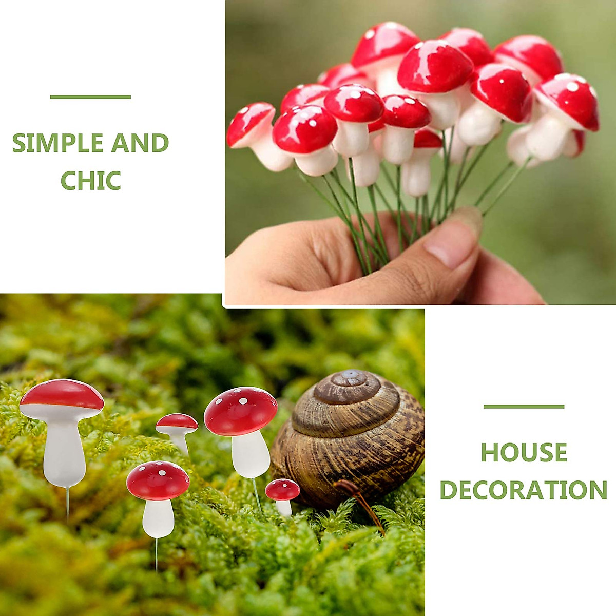 DOITOOL 50pcs Mini Foam Mushroom for Garden Ornament Flower Pots Bonsai Micro Landscape Decor (Red)