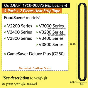 Repair Kit for FoodSaver: Upper/Lower Gasket, Heat Strip Replacement - 4 Foam Gaskets, 2 Strips Fits V2200, V2400, V2800, V3000, V3200 Series Vacuum Sealers Replaces Food Saver T910-00075 by OutOfAir