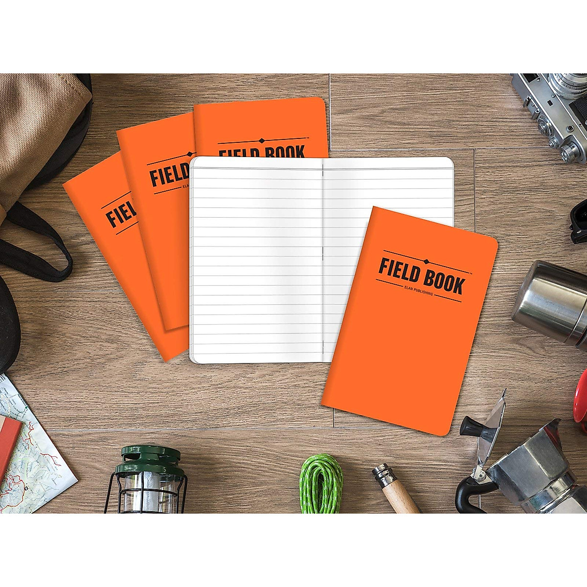 Field Notebook/Pocket Journal - 3.5"x5.5" - Orange - Lined Memo Book - Pack of 5