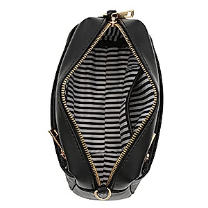 FashionPuzzle Small Triple Zip Crossbody Bag (Black)