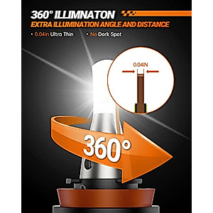 SEALIGHT L2 H11/H8/H9/H16 LED Headlight Bulbs, 24000LM 100W 800% Brightness Night Driving Vision, H9 H8 LED Low Beam with Cooling Fan, Plug-N-Play Halogen Replacement, Pack of 2