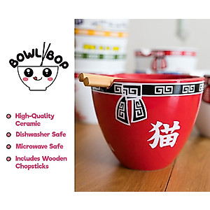 Boom Trendz Bowl Bop Keep Calm And Ramen On Japanese Dinner Set | 16-Ounce Bowl, Chopsticks