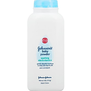 Johnson's Baby Naturally Derived Cornstarch Baby Powder with Aloe and Vitamin E for Delicate Skin, Hypoallergenic and Free of Parabens, Phthalates, and Dyes for Gentle Baby Skin Care, 4 oz