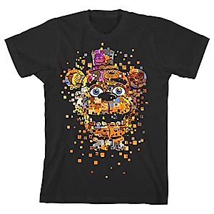 Five Nights at Freddy's Disintegrating Freddy Fazbear Boy's Black T-Shirt-Large