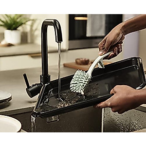 Joseph Joseph Edge Dish Brush with Integrated Sink Rest, Light Stone/Sage