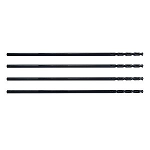 MAXTOOL 3/32"x12" 4pcs Identical Aircraft Extension Drills HSS M2 Extra Long Deep Twist Drill Bits Straight Shank Fully Ground Black; ACF02B12R06P4