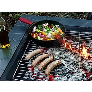 Yardom 34 inch Outdoor Fire Pits BBQ Square Firepit Table Backyard Patio Garden Stove Wood Burning Fireplace with Grill, Spark Screen Cover, Poker, Rain Cover