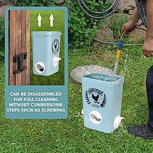 ‎Tgeyd Chicken Feeder and Chicken Waterer Set (3 Gallon/26 Pounds) - Hanging Automatic Chicken Feeder No Waste - Chicken Coop Accessories - Poultry Waterer with