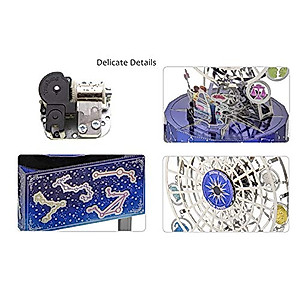 Microworld 3D Metal Puzzle, Music Box Zodiac Ferris Wheel Metal Model Kits, DIY 3D Puzzle Art Craft Gift Toy for Teen (Castle in The Sky)