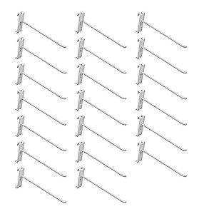 DBM IMPORTS 20 PC 8" Gloss White Grid Wall Metal Hooks, Display for Use W/Gridwall Panels