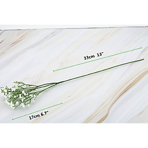 Baby Breath, Gypsophila Artificial Fake Silk Plants, Real Touch Flowers DIY Home Garden for Wedding Party Decoration, Idea Present for Thanksgiving, Halloween, Christmas, New Year (White), 10Pcs