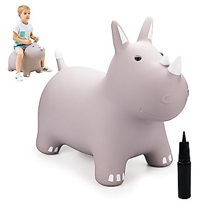 ZOOJOY Bouncy Horse Animals Hopper,Inflatable Bouncing Horse Jumping Animals for Toddlers,Ride On Hopping Toys for Girls/Boys,Great Gift W/P (Grey)