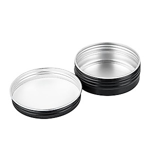 Restaurantware RW Base 2 Ounce Tin Storage Boxes 10 Round Tin Boxes With Lids - Durable Screwable Lids Black Aluminum Storage Containers Customizable Fits Mints Pills Or Herbs