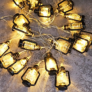 AceList 30 LED Black Lantern String Lights Mini Kerosene Lamp for Indoor Outdoor Patio Garden Holiday Home Wedding Party Christmas Tree New Year Ramadan Decorations(Warm White Light)