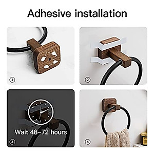 AODORAN Hand Towel Holder Towel Rack - Adhesive Towel Ring Wall Mount Wooden Aluminum Hand Towel Holder Bathroom Accessories Towel Rack for Bathroom Kitchen
