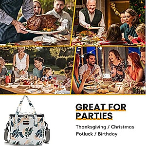 Aschar Reusable Insulated Thermal Lunch Bag Cute Lunch Box for Teens Boys Girls Adult Women Work School Outdoor Travel Picnic Beach BBQ party (Leaves)