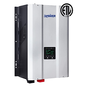 ZLPOWER UL1741 10KW Solar Off Grid Inverter 110/220Vac Low Frequency DC 48V AC Input 240V AC Output 120V/240V Split Phase Pure Sine Wave Power Converter,with 2x60A MPPT Charger Controller 10000W