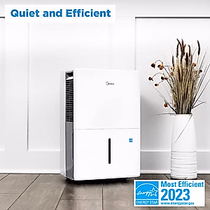 Midea 4,500 Sq. Ft. Energy Star Certified Dehumidifier With Reusable Air Filter 50 Pint - Ideal For Basements, Large & Medium Sized Rooms, And Bathrooms (White)