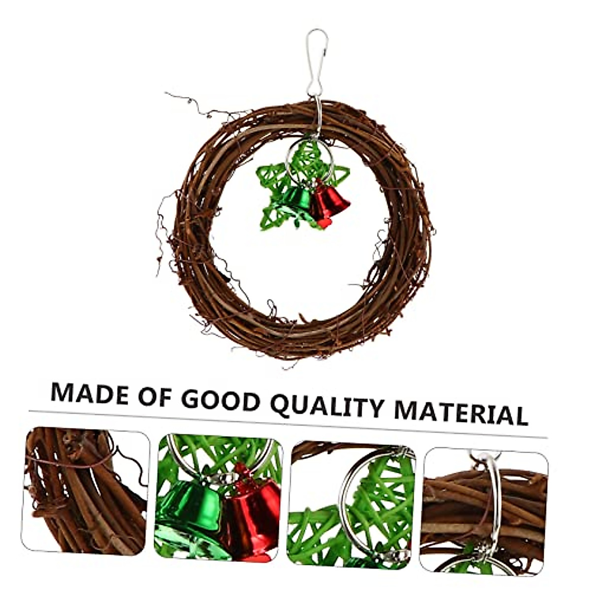 Budgie 3pcs with Branch Natural Supplies Toy Jingle Budgie Macaw Vine Wreath Swing Climbing Chewing Rattan Balls for Parakeet Hoop Ring Bells Parrot Accessories Bird Cockatoo Cage