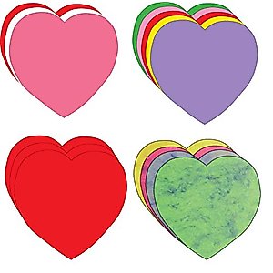 124 in a Pack- Valentine's Large Creative Cut-Out Set, 4 assortments Hearts, 5.5” Cut-Outs Classroom Décor, Valentine's Day Theme, and Craft Activities for Kids