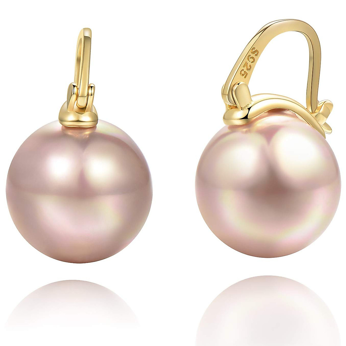 Big Pearl Dangle Earrings [18K Gold Plated - .925 Sterling Silver] - Bridal / Wedding / Ballroom / Gala / Vintage / Art Deco