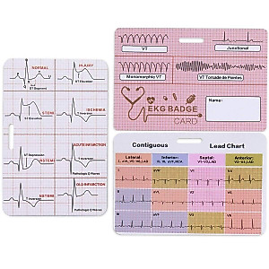 Lisol EKG Badge Cards - Nurse EKG Leads Badge Buddy Nursing ECG Caliper Tool Cardiac Rhythm Strips Interpretation Cheat Sheets for Badge ACLS Reference Card Ruler Medical Accessories Telemetry Reader