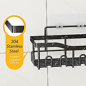 Shower Caddy, Bathroom Shower Organizer [5-Pack], Self Adhesive Shower Shelves, Shower Shelf for Inside Shower Rack, Stainless Steel Rustproof Bathroom Storage, Wall Mounted Shower Accessories, Black