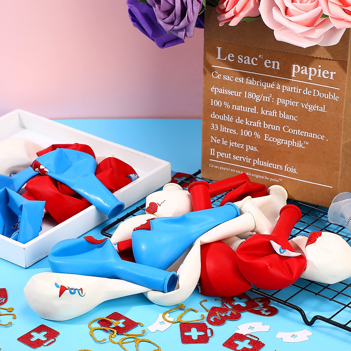 Suilung 50 Pcs Nurse Balloons 12 Inch Doctor Medical Balloons Nurse Party Decorations Nurse Appreciation Gift for Nurse BSN RN Hospital Themed Graduation Birthday Retirement Christmas Party Supplies