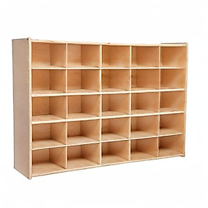 Contender 25 Cubby Birch Plywood Tray Storage Cabinet, Office and Homeschool Organizer for Toys, Books, Art and Craft Supplies, Greengaurd Gold Certified