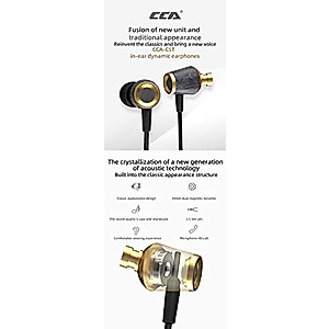 CCA CST in-Ear Earbud Headphones Dual Magnetic Dynamic Crystal-Clear Sound, Ergonomic Comfort-Fi for Computer & Laptop, Noise Isolating Earphones for Android Cell Phone (Gold No Mic) …
