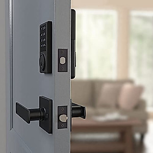 Amazon Basics Grade 3 Electronic Touchscreen Deadbolt Door Lock with Passage Lever, Matte Black, 133mm H Uppper x 65.3mm H lower