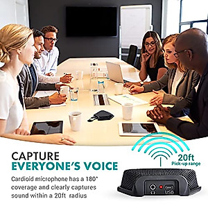 Movo MC1000 Conference USB Microphone for Computer Desktop and Laptop with 180° / 20' Long Pick up Range Compatible with Windows and Mac for Dictation, Recording, YouTube, Conference Call, Skype