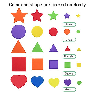 1500 Pieces Self Adhesive Foam Stickers Mini Geometry Shapes EVA Foam Stickers for Kids DIY Art Craft, Circle, Square, Triangle, Heart, Pentagram