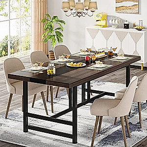 Tribesigns Dinning Table for 6 People, 70 inches Home & Kitchen Table, Wood Large Dinning Room Table with Metal Frame for Family Gathering or Party (Rectangular), W70.86 * D31.49 * H29.92 in