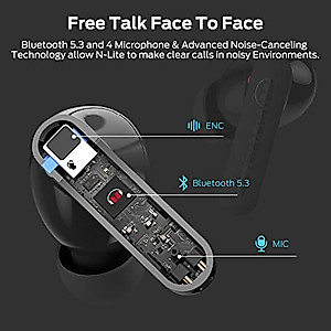 Monster N-Lite Clear Talk Wireless Earbuds Bluetooth 5.3 Headphones with CVC 8.0 Noise Reduction, IPX8 Waterproof in-Ear Stereo Earphones 60H Playtime, with Fast Charging for Sport
