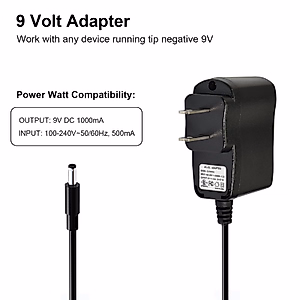 VSN 9V 500mA DC Power Supply for Electric Guitar Effects Pedals Center Negative,Guitar Pedal Power Supply,Compatible for Most Effect Pedals