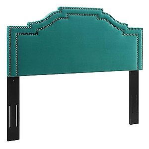 Modway MOD-6579-TEA Emerson Performance Velvet Queen Bed, Teal Platform