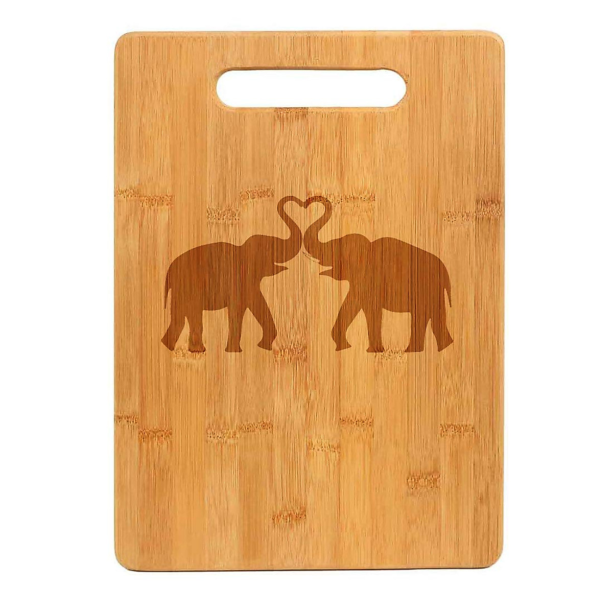 Bamboo Wood Cutting Board Elephants Making Heart