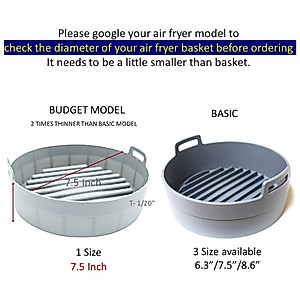 [Set of 2] Air Fryer Silicone Pot - Replacement of Parchment Paper Liners [7.5inch] No More Cleaning Basket After Using the Air fryer - Food Safe Air fryers Oven Accessories