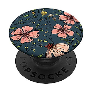 Pacific Blue Vintage Floral Flower Design PopSockets Swappable PopGrip