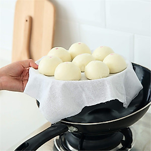 6 Pcs Steamer Mesh Non-Stick Cotton Square Dumplings Mat Reusable Steaming Pad Steamed Buns Baking Pastry Dim Sum Mesh for Steaming Basket, Pots