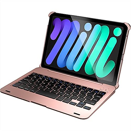 NOKBABO iPad Mini 6 Case with Keyboard 8.3-inch 6th Generation 2021, Ultra Slim Wireless Keyboard with 130° Clamshell Hard Case and Pencil Holder, Only Support iPad Mini 6 Keyboard - Rose Gold